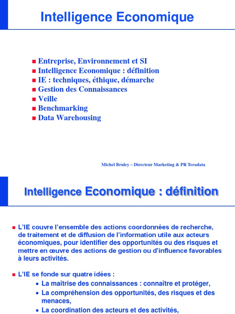 Définition et Outils de l'IE | PDF | Analyse comparative | Gestion des ...