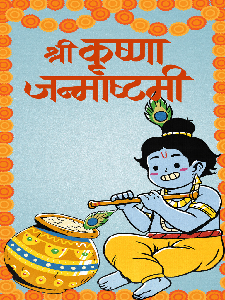 Blue & Yellow Janmashtami Greetings Story | PDF