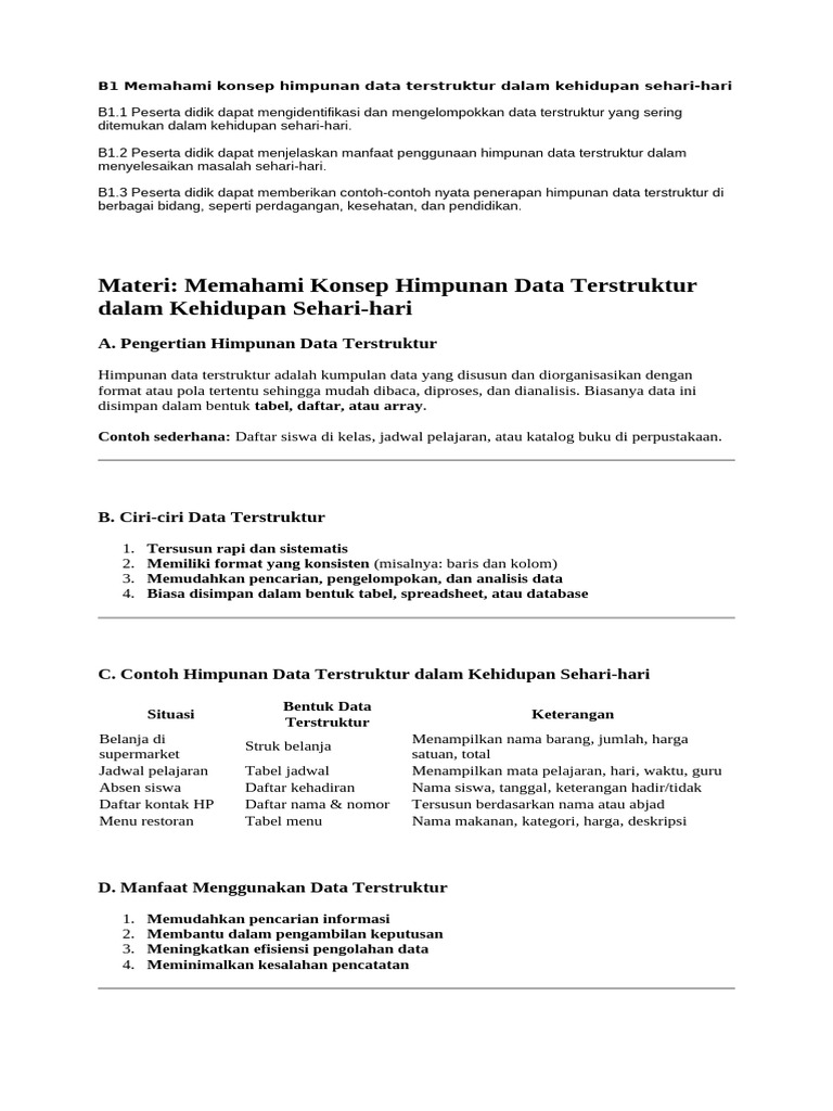 Himpunan Data Terstruktur Sehari-hari | PDF