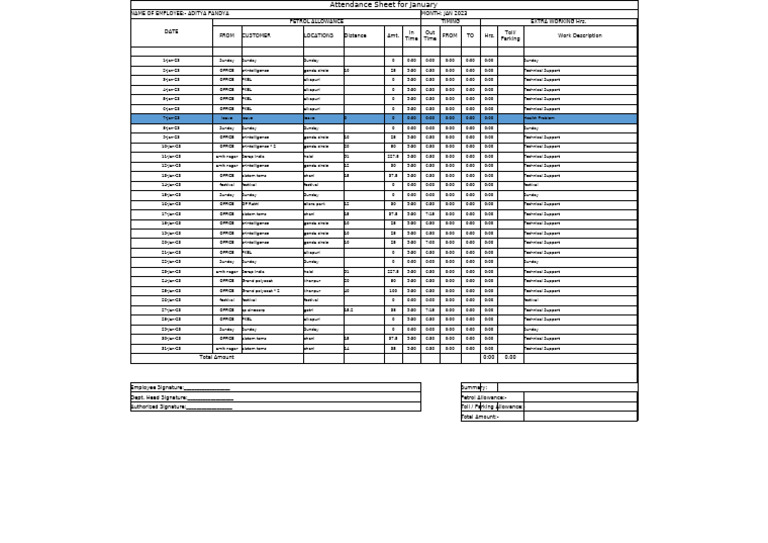 January Bus Attendance Sheet | PDF