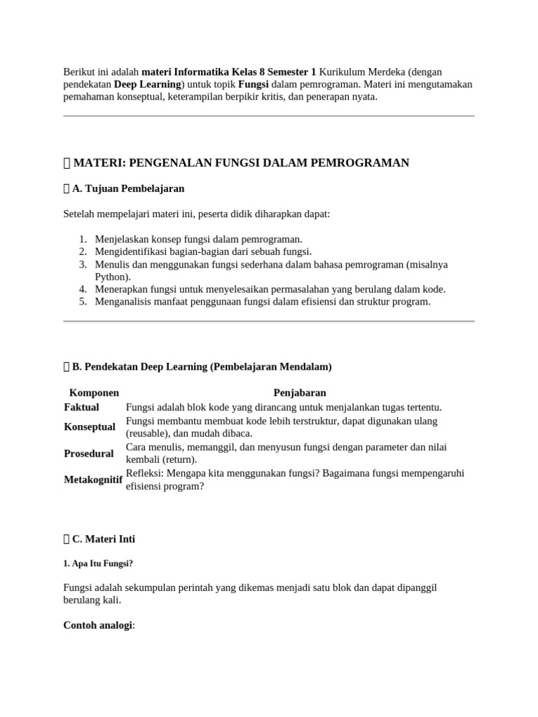 Materi 1 Pengenalan Fungsi Dalam Pemrograman | PDF