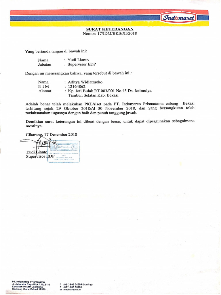 File 17. Surat Keterangan PKL | PDF