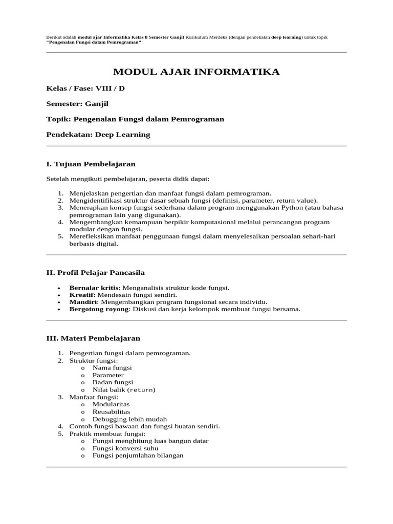 Ma 1 Pengenalan Fungsi (Deep Learning) | PDF