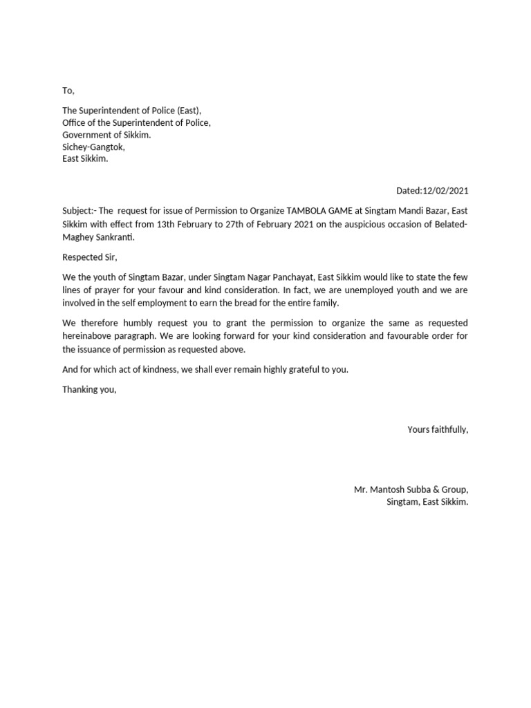 Tambola Permission | PDF