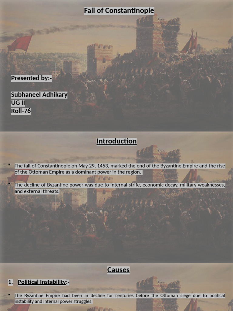 Causes and Impact of Constantinople's Fall | PDF | Byzantine Empire ...