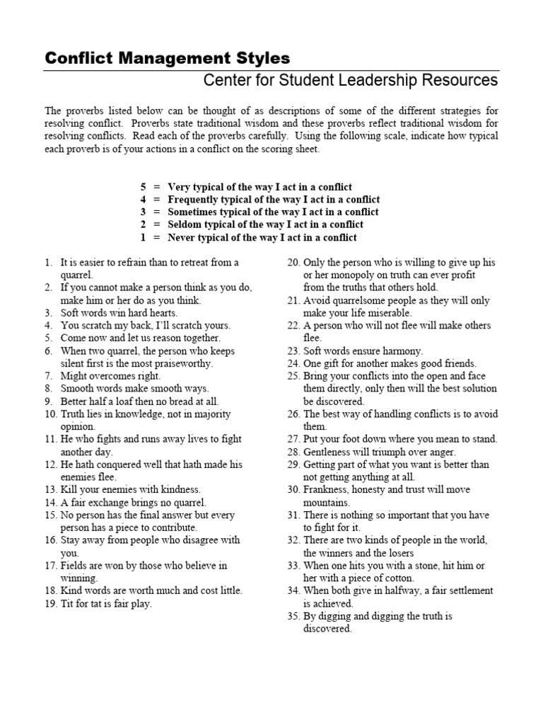 Conflict Management Styles | PDF | Motivation | Motivational