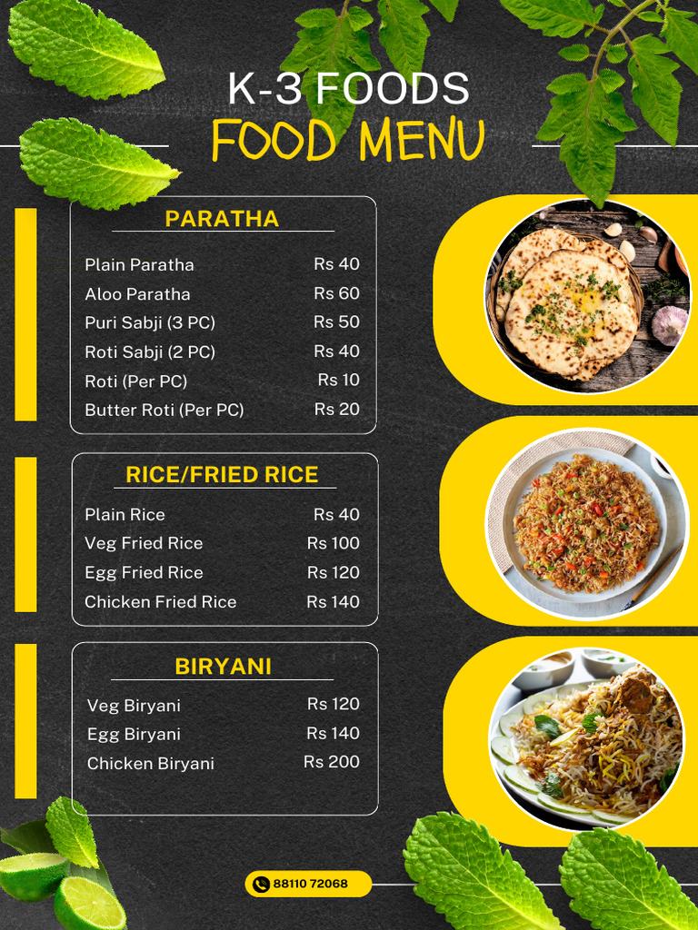 Fatis Biryani Menu Options | PDF