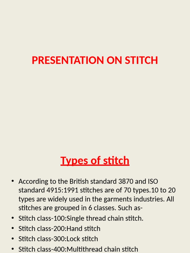 Overview of Stitch Classes and Types | PDF | Textile Arts | Sewing
