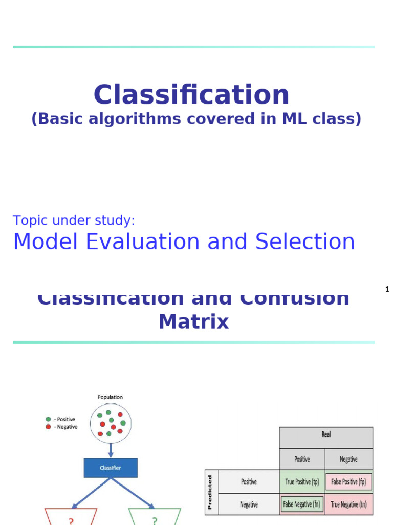 Classification-Model Evaluation & Selection | PDF | Sensitivity And Specificity | Statistical ...