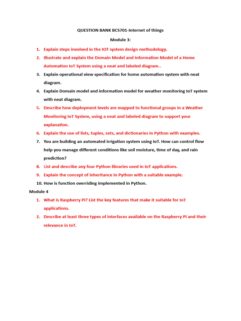 Question Bank BCS701 - Ia2 | PDF | Internet Of Things | Apache Hadoop