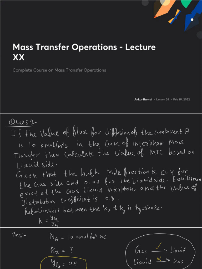 Mass Transfer Operations Problems | PDF