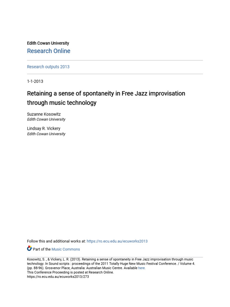 Retaining A Sense of Spontaneity in Free Jazz Improvisation Throu | PDF ...