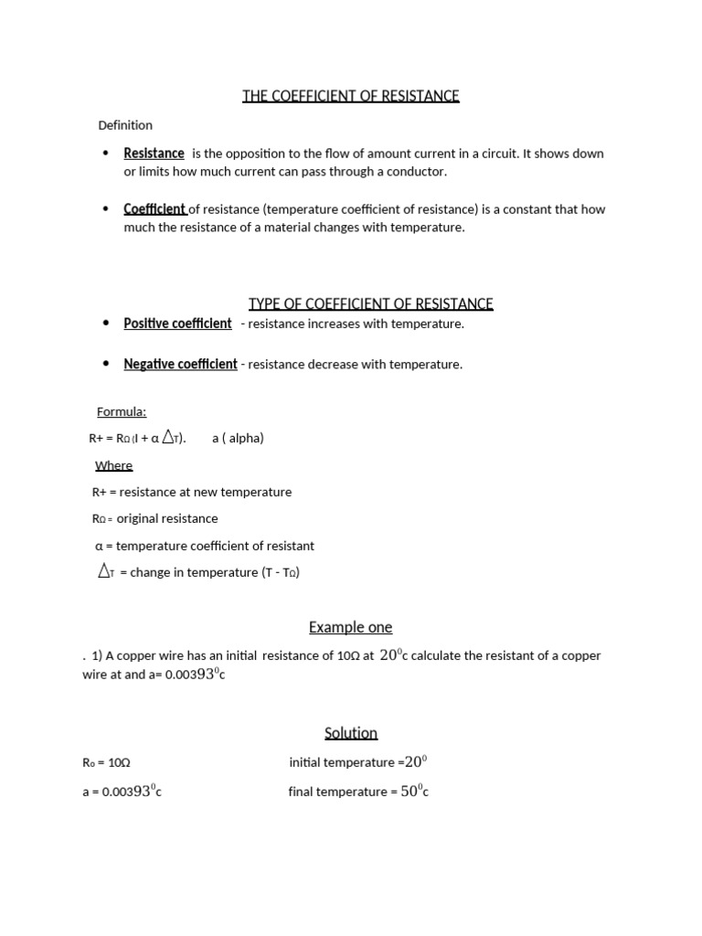 Temperature Coefficient of Resistance Explained | PDF