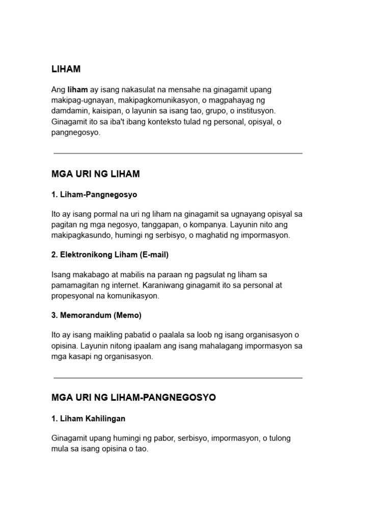 Liham Pangnegosyo | PDF