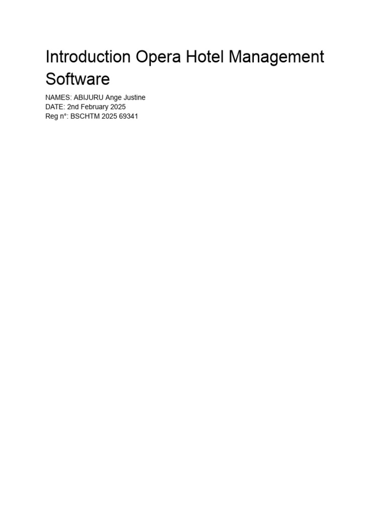 Introduction Opera Hotel Management Software | PDF | Customer ...