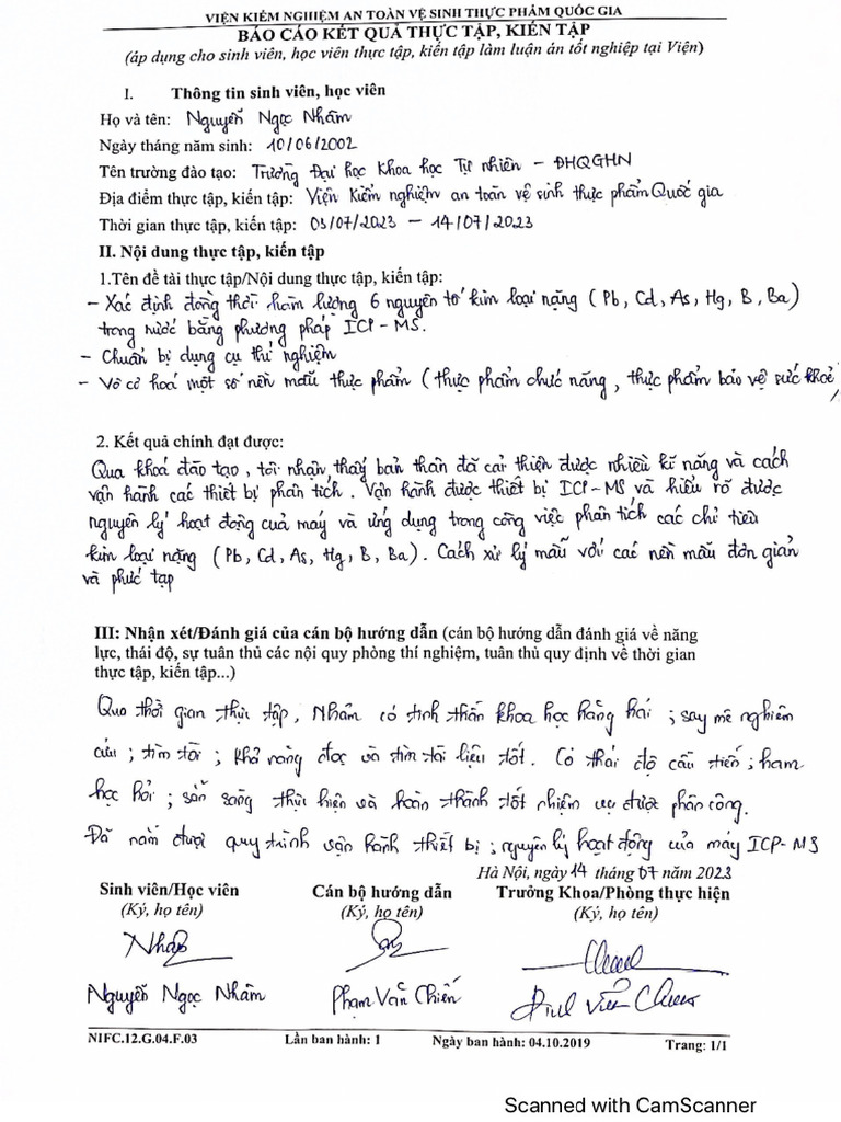 Nguyen Ngoc Nham 20000875 K65 Hóa Học | PDF