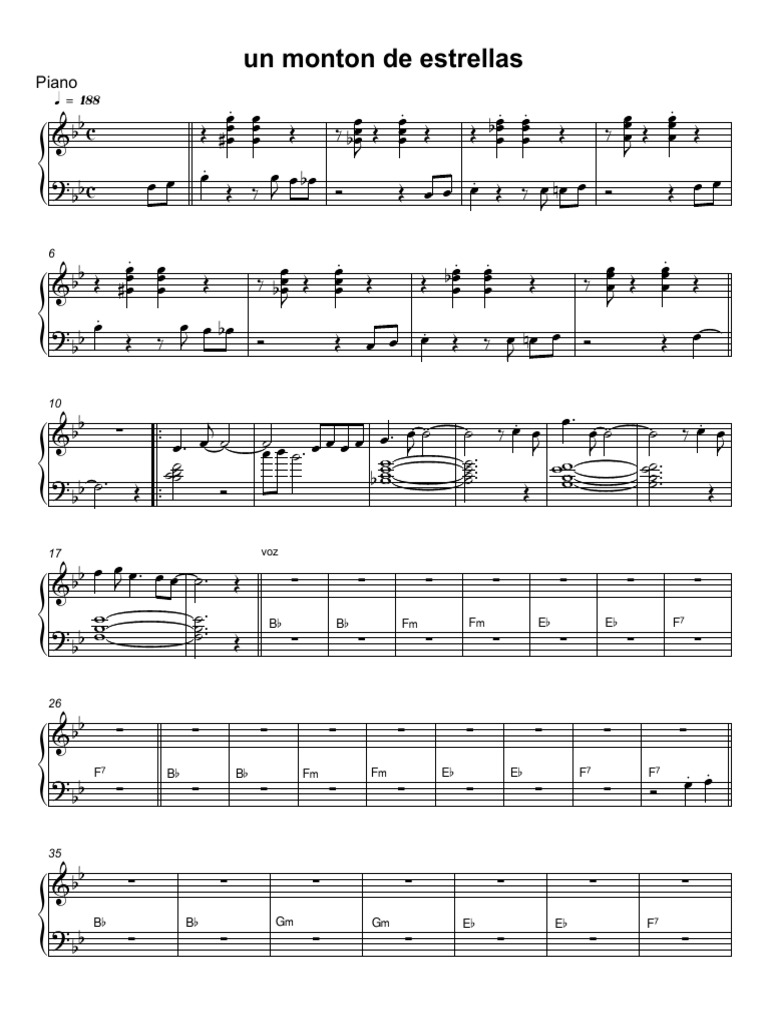 Un Monton de Estrellas - Piano | PDF