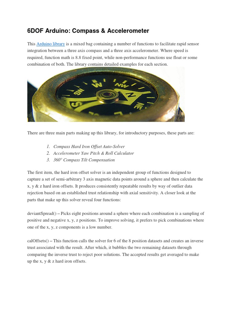6DOF Arduino | PDF | Compass | Accelerometer