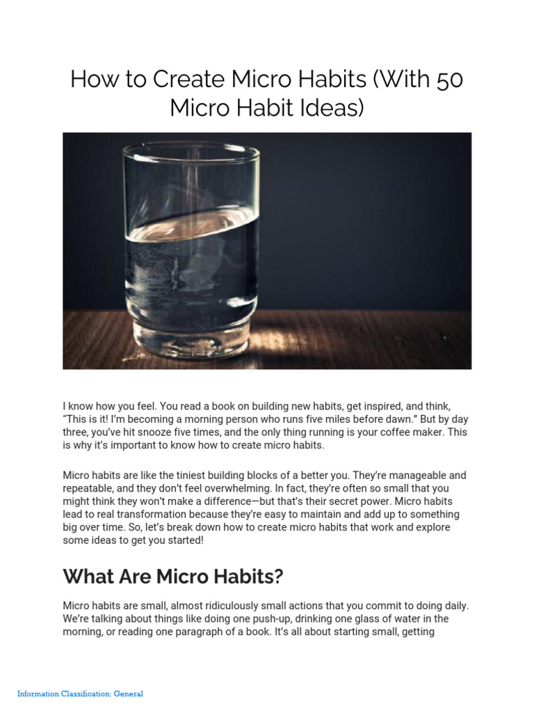 50 Micro Habit Ideas To Start Right Now | PDF