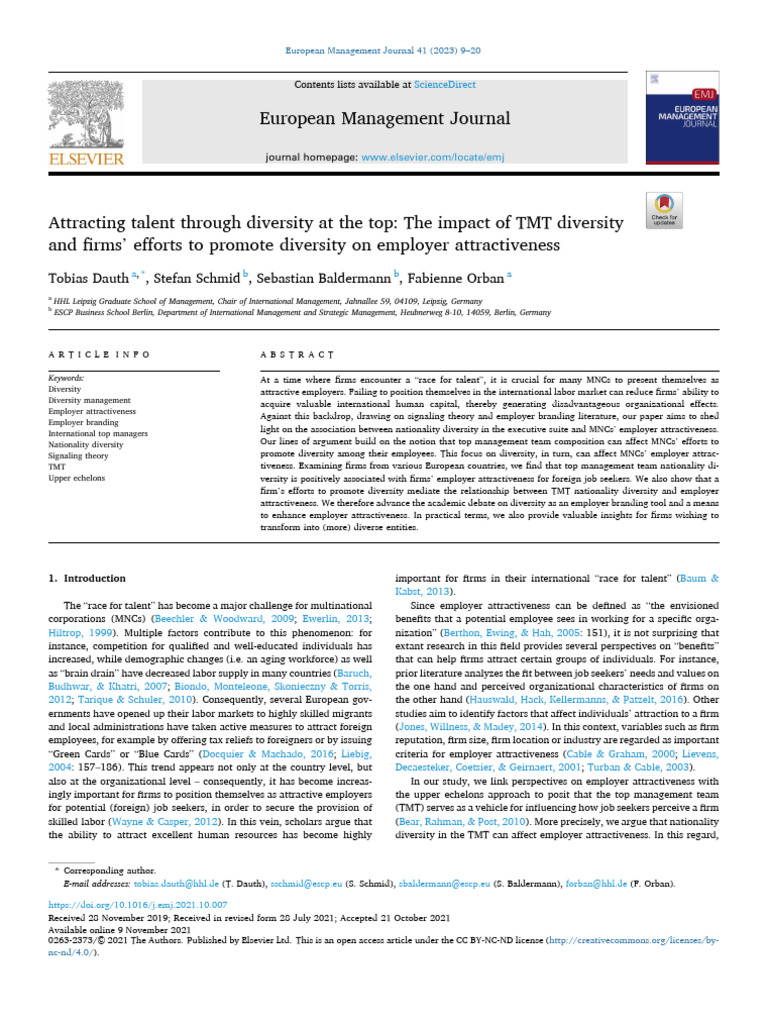 Paper 5.impact of TMT Diversity To Firm Efforts | PDF | Employment ...