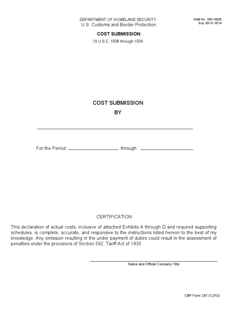 CBP Form 247 | PDF | U.S. Customs And Border Protection | Expense
