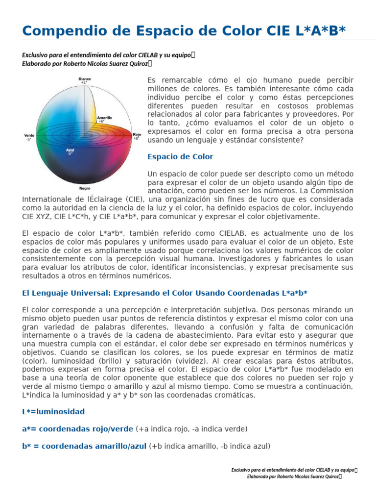 Compendio de Espacio de Color CIE L | PDF | Color | Visión