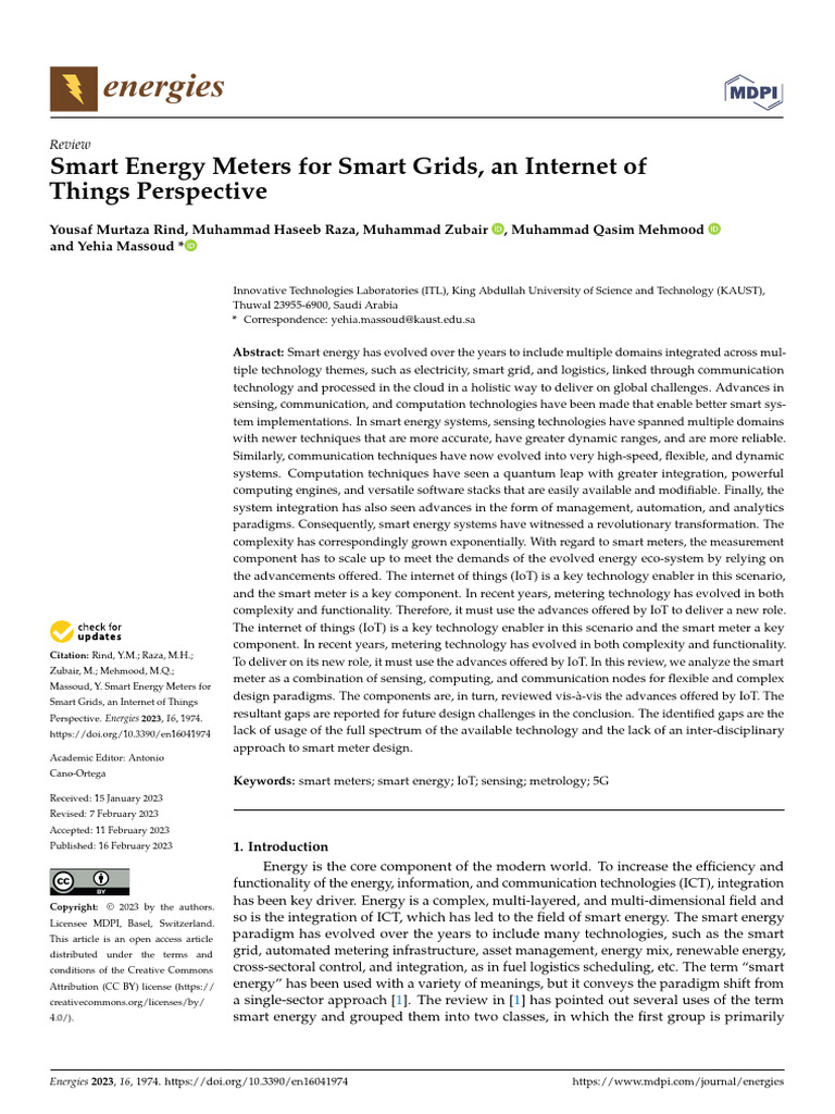 Smart Energy Meters in IoT Systems | PDF | Smart Grid | Internet Of Things