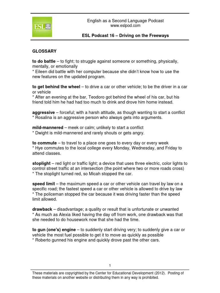 0016 - Driving On The Freeways | PDF | Transport | Road Transport