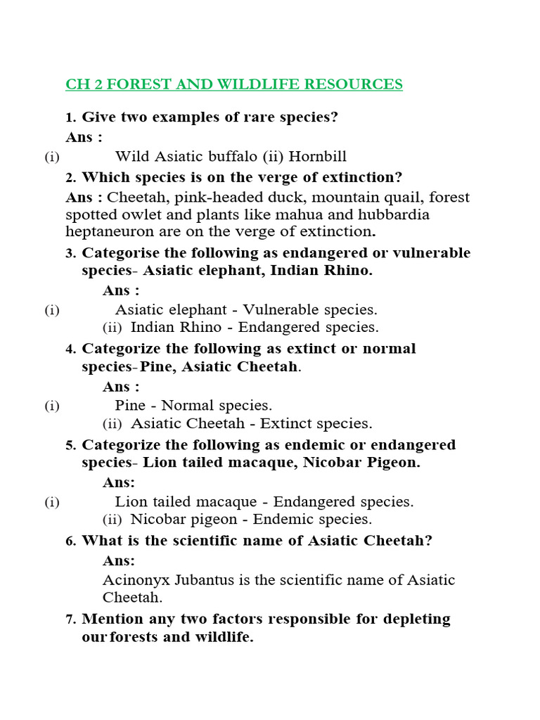 Forest and Wildlife Resource Conservation | PDF | Biodiversity ...