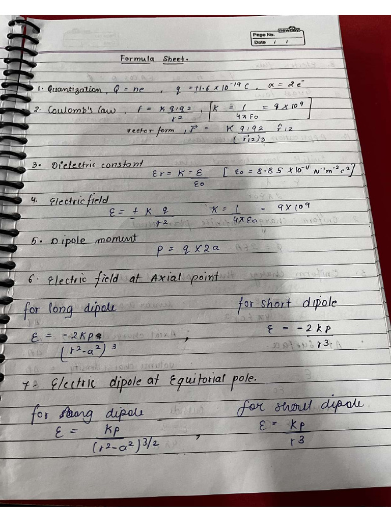 Formula Sheet Ch1 | PDF