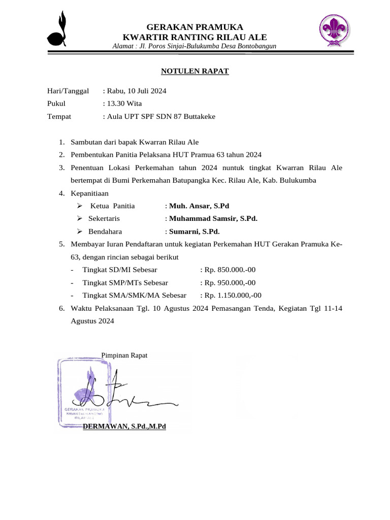 Notulen Rapat | PDF