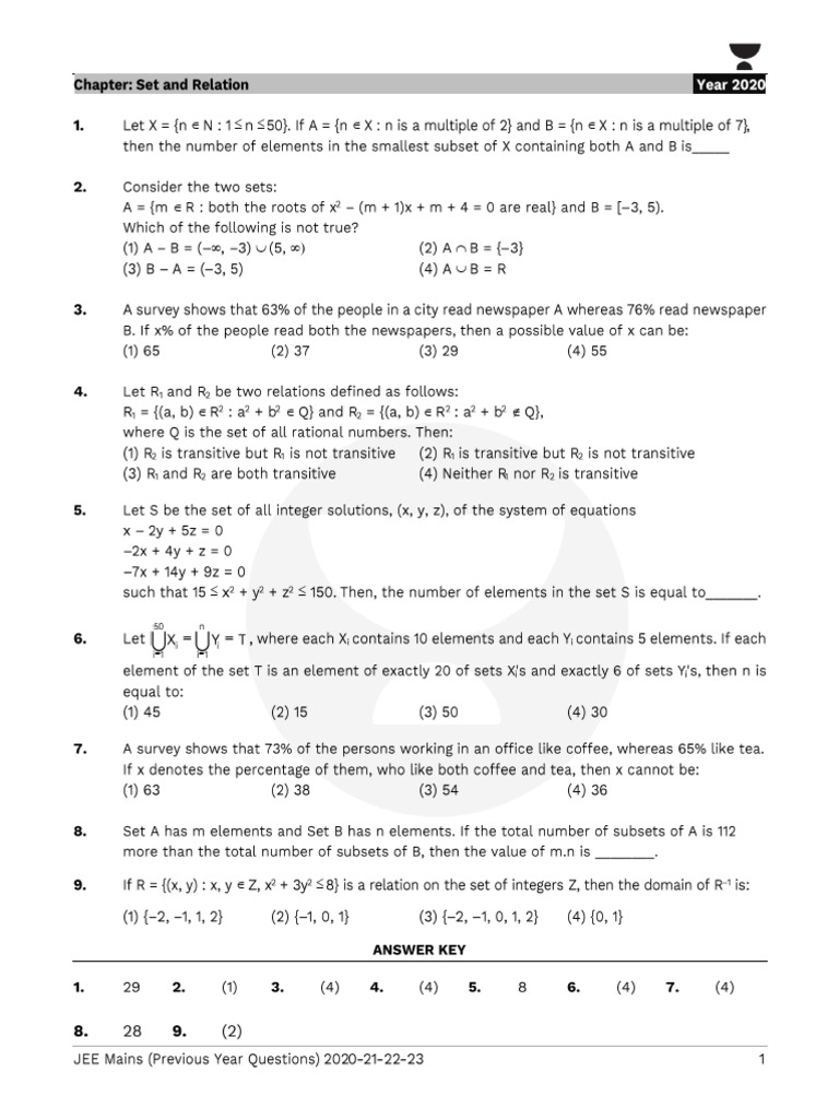 24. Set and Relation | PDF