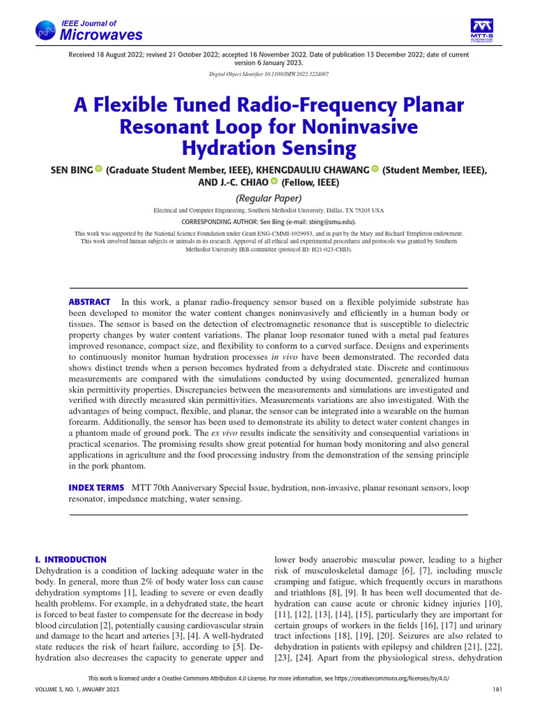 Noninvasive Hydration Sensing Sensor | PDF | Dehydration | Dielectric