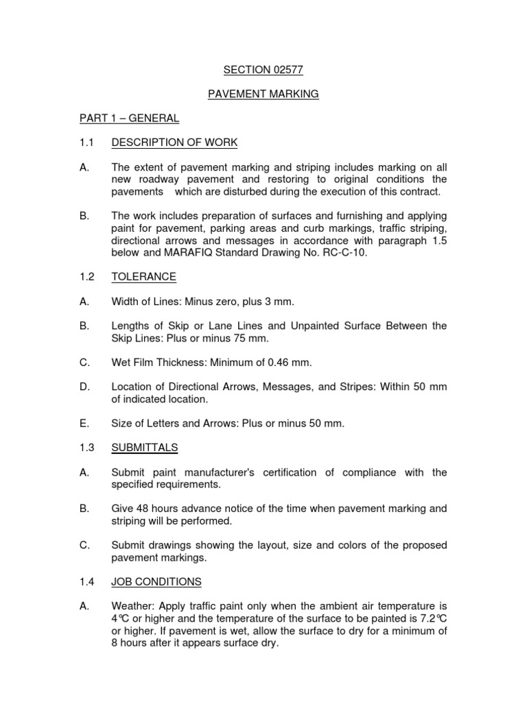 Pavement Marking Specifications and Guidelines | PDF | Road Surface | Paint
