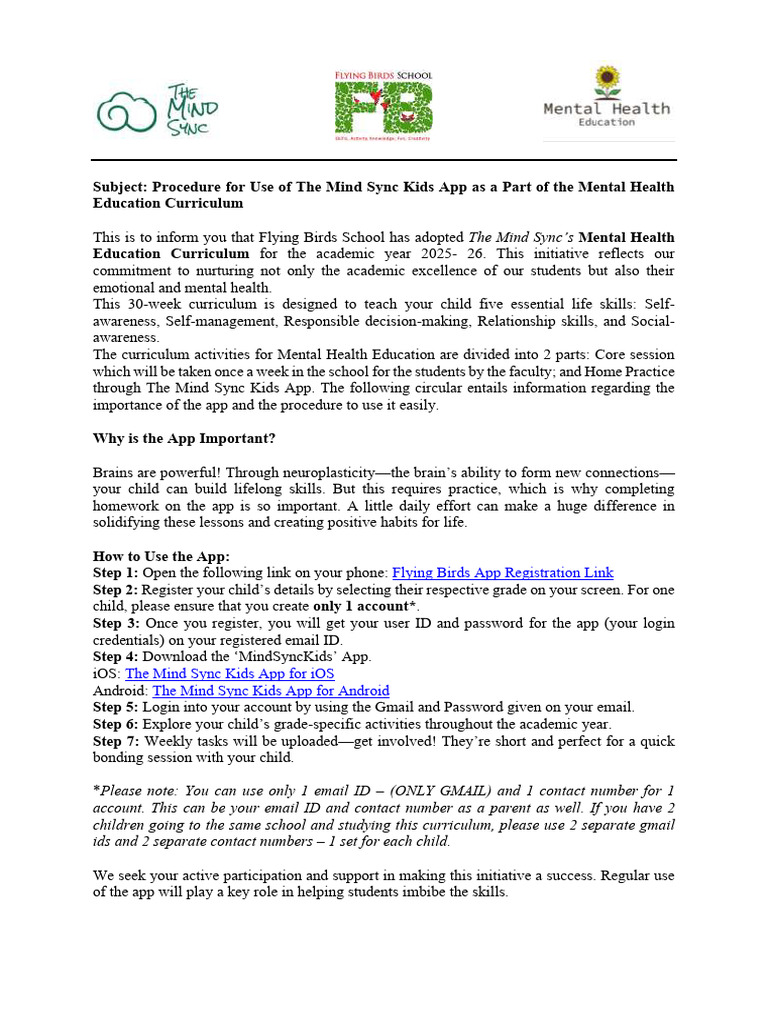 Mind Sync Kids App Usage Guide | PDF | Mobile App | Gmail