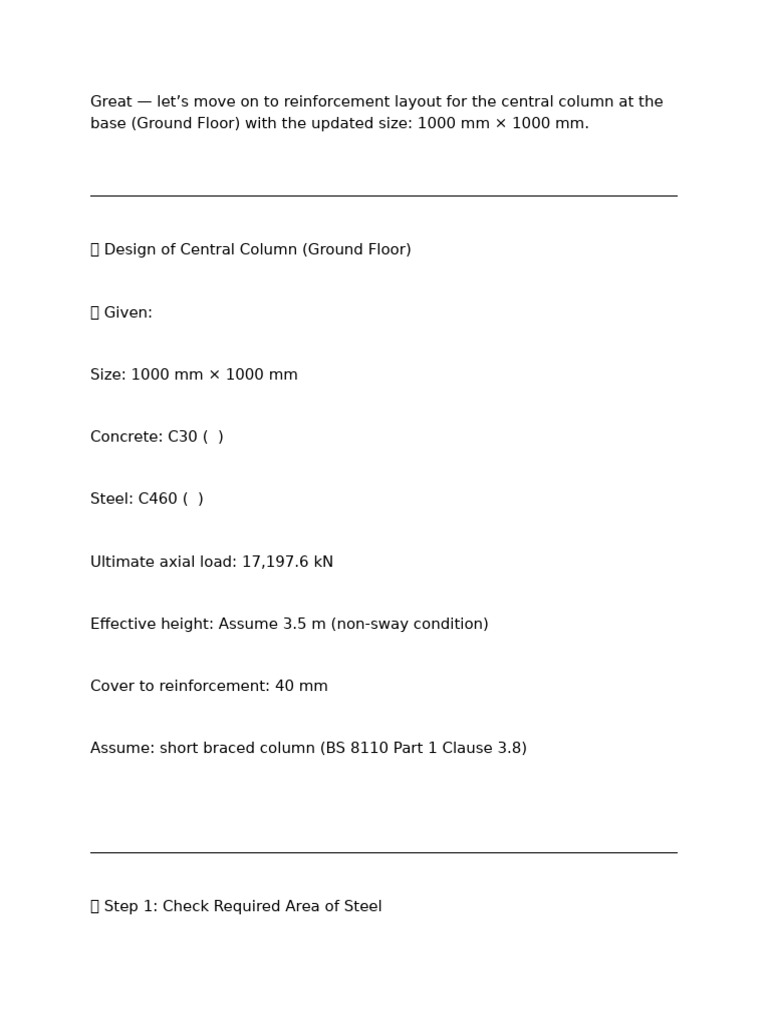 Central Column Reinforcement Design Guide | PDF