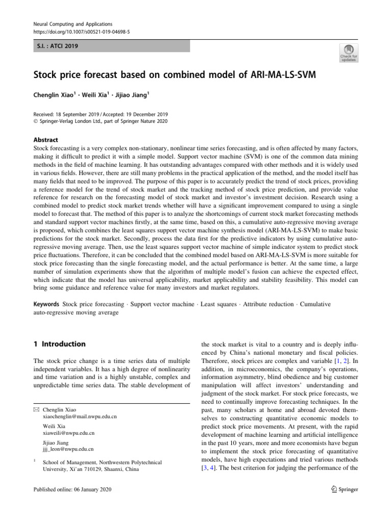 Stock Price Forecast Based On Combined Model of ARI-MA-LS-SVM | PDF ...