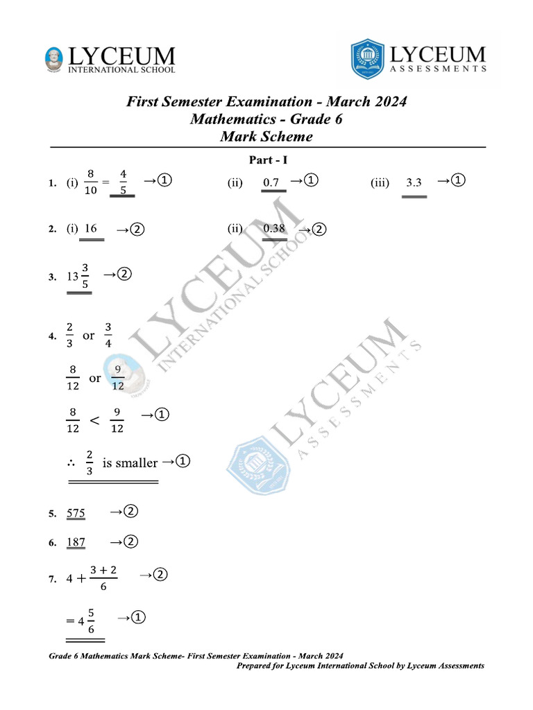 Grade 6 Mathematics MS | PDF
