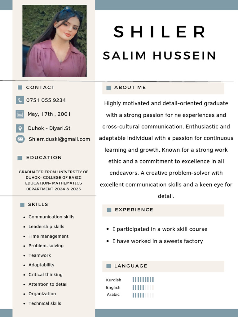 Shiler's CV: Kurdish Graduate Profile | PDF