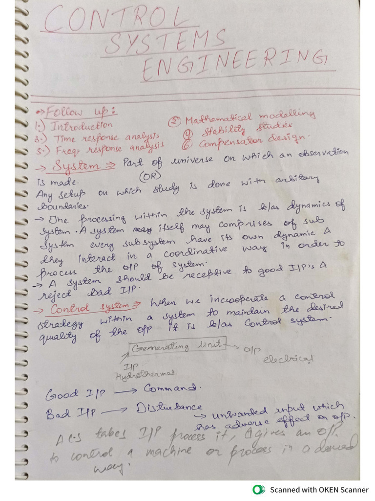 Control System Modelling (Biological Control System) | PDF