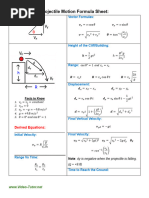 Projectile Motion Formula Sheet | PDF | Velocity | Teaching Methods ...