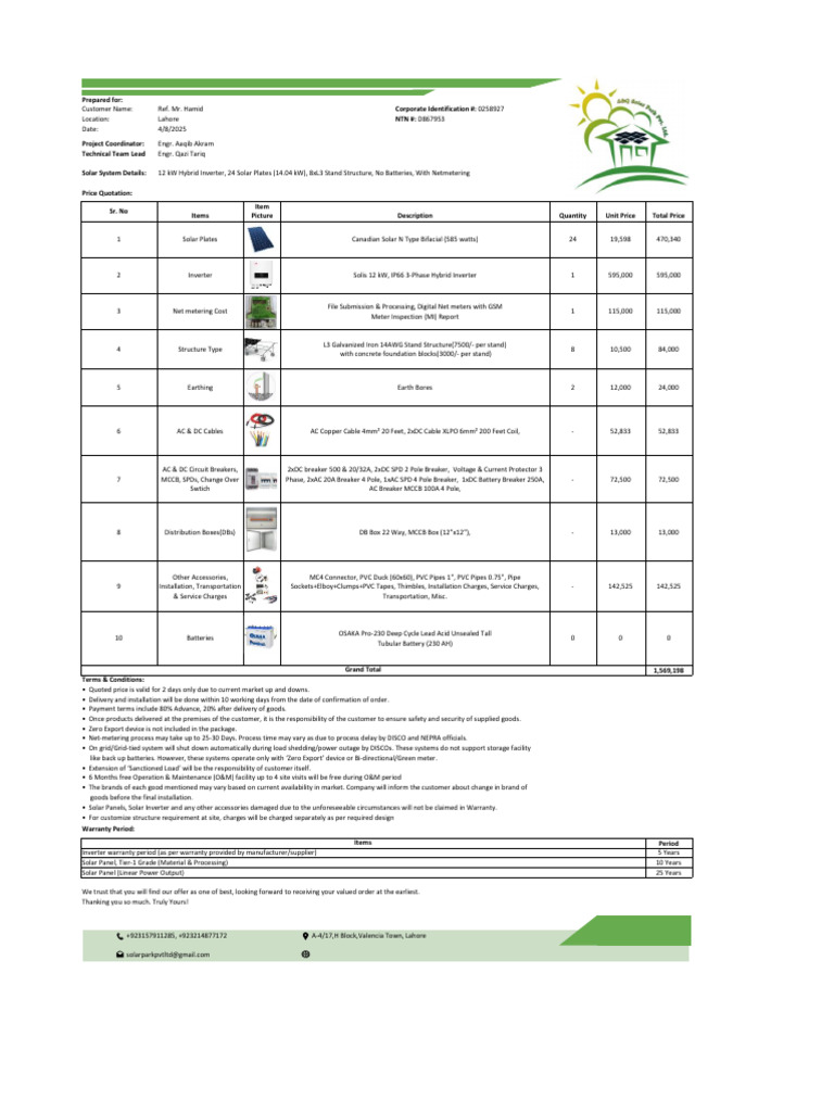 Solar System 12kW Hybrid, 8xL3 New Hybrid Quotation File (A&Q Solar ...