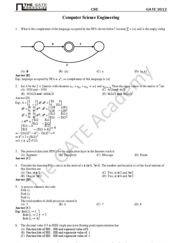 Computer Science - GATE - 2012 - Ques+Ans | Download Free PDF ...