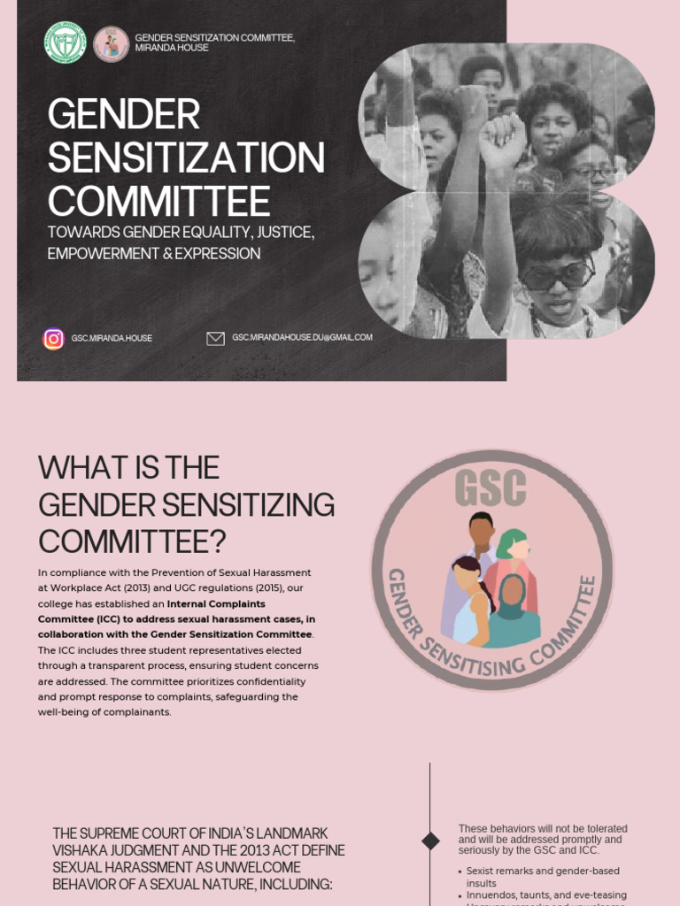 Gender Sensitization Committee Overview | PDF | Sexual Harassment | Woman