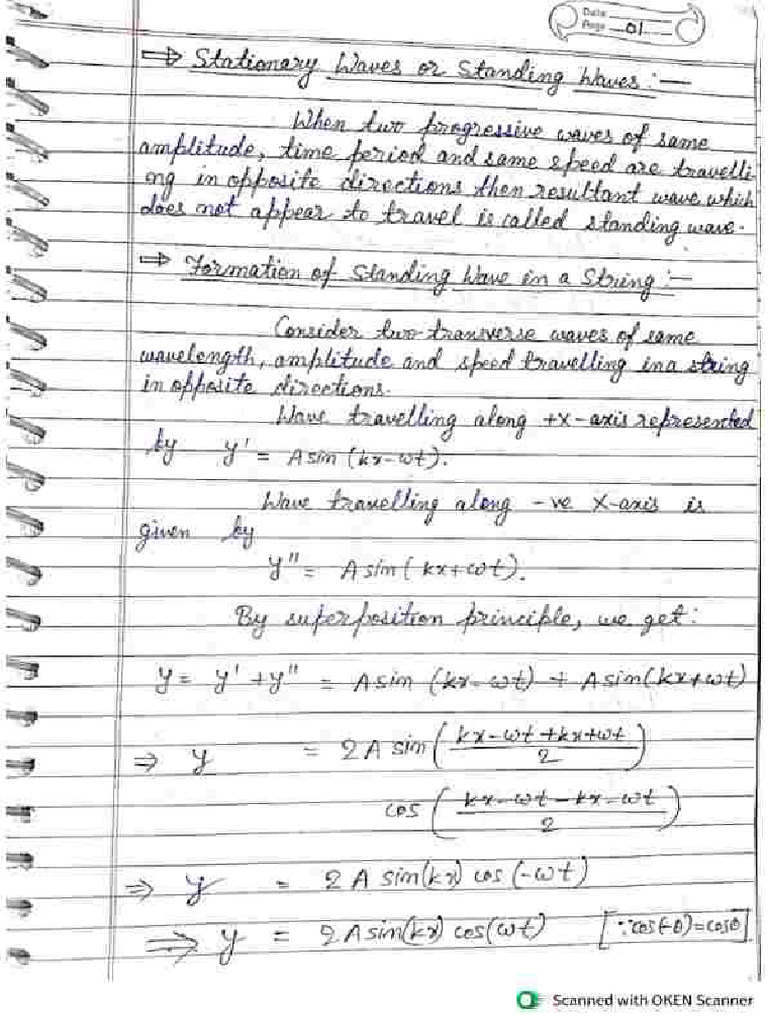 Standing Waves Class Notes | PDF