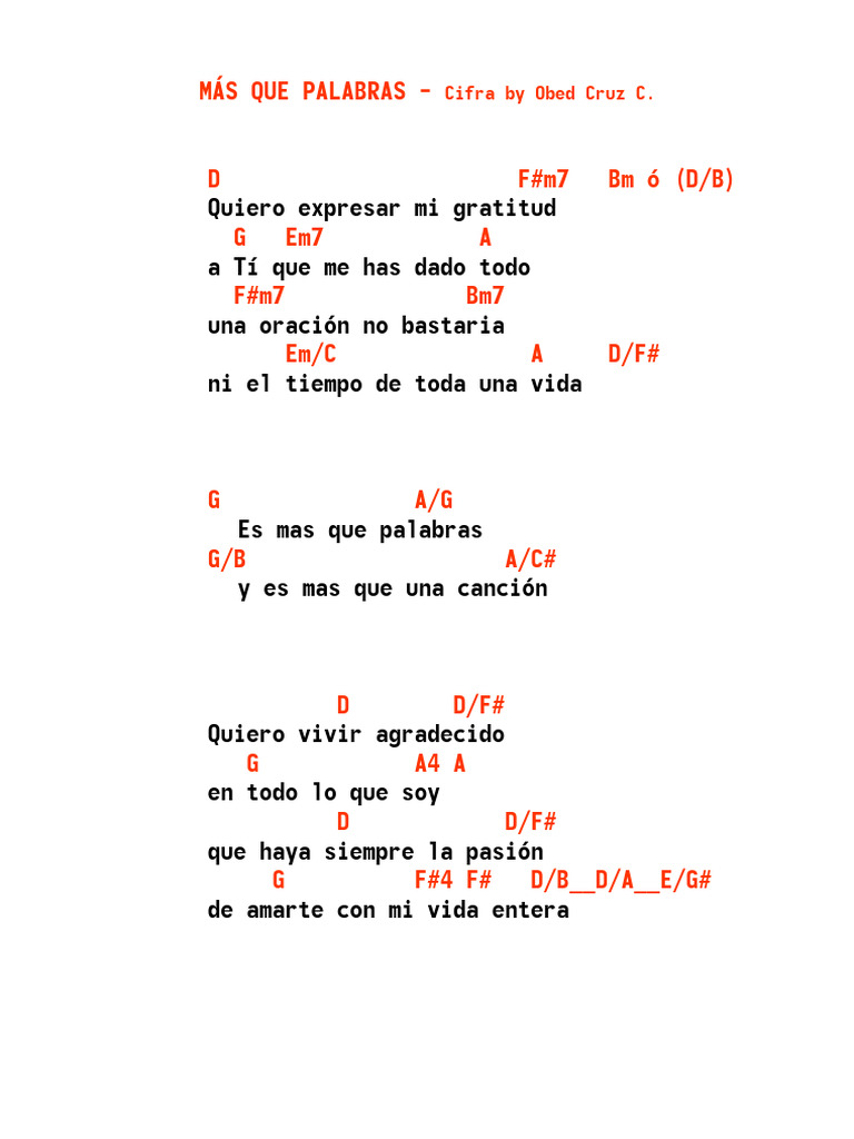 Mas Que Palabras by Obed | PDF