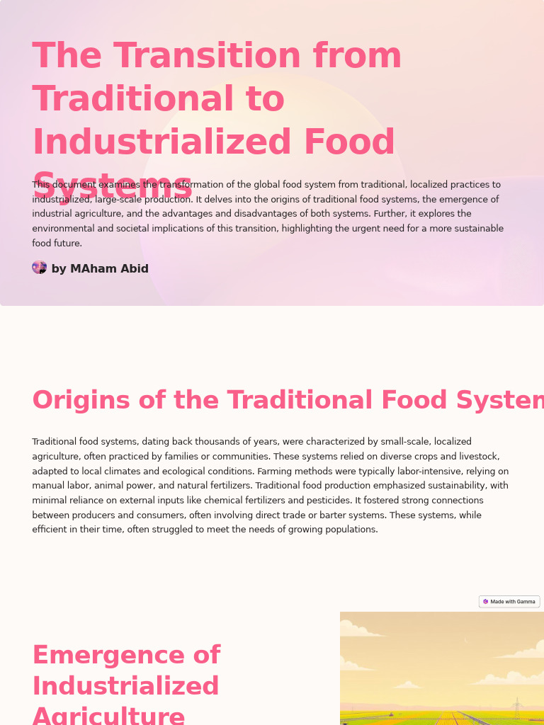 The Transition From Traditional To Industrialized Food Systems | PDF ...