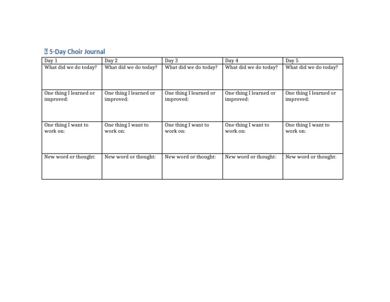 5 Day Landscape Choir Journal | PDF