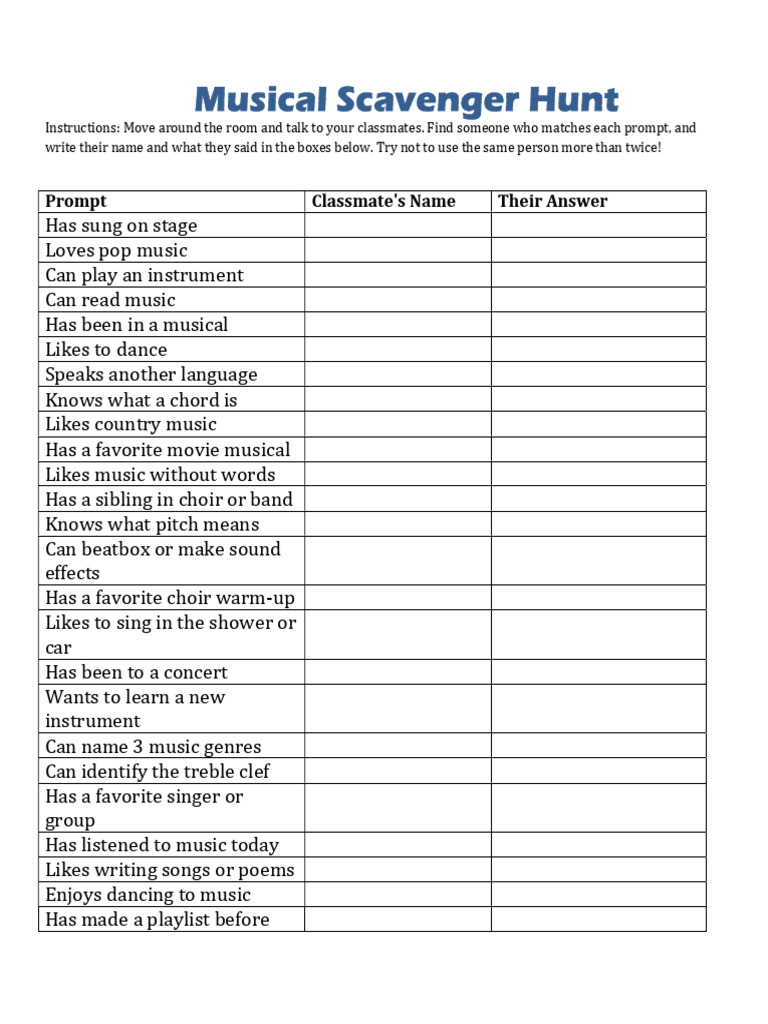 Musical Scavenger Hunt | PDF