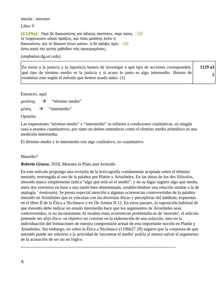 Mesotes en Aristóteles y Platón | PDF